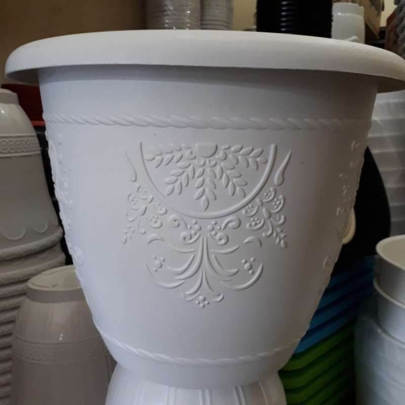 Jual 12 Pcs (1 Lusin) Pot Flora Ukuran 25 Cm Warna Putih Tanaman Bunga ...