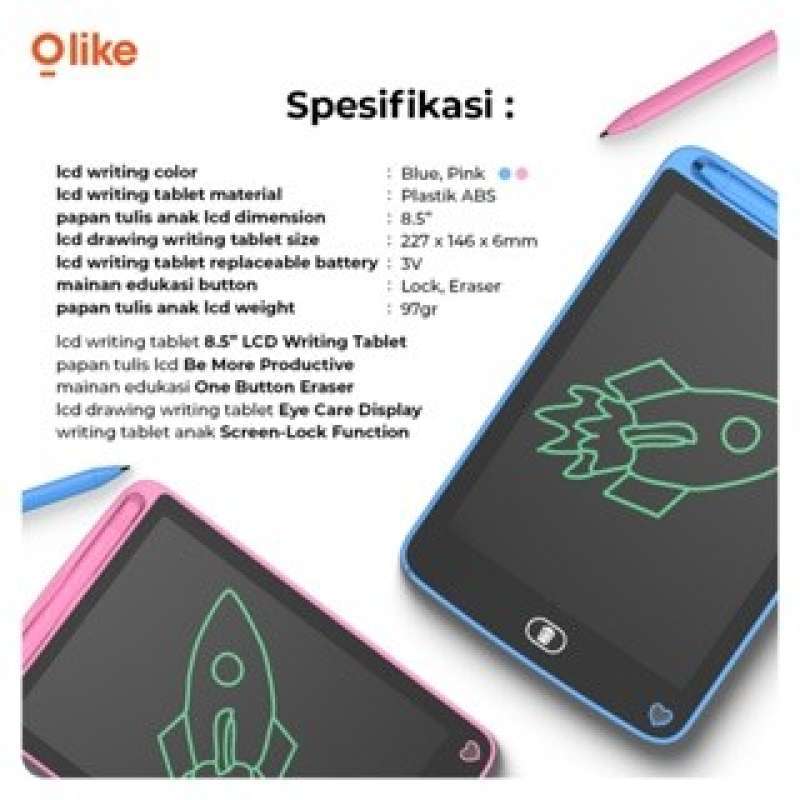 Promo Olike Lcd Drawing Board Pad Writing Tablet 10.5 Inch B2 Blue ...