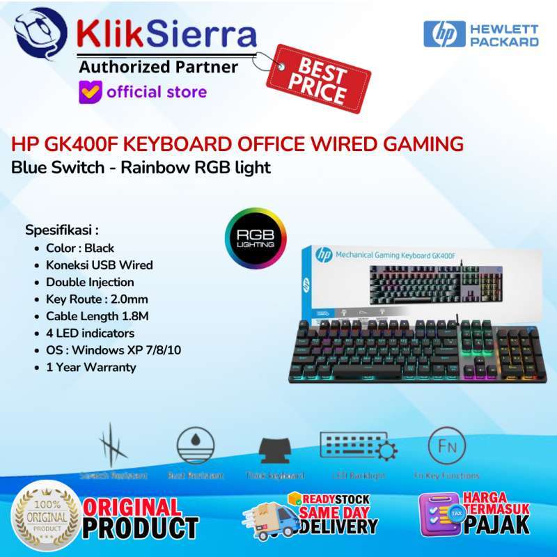 Jual Hp Keyboard Gaming Gk400f - Rgb Blue Switch Mechanical Keyboard Di ...