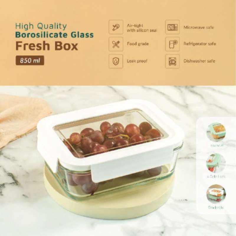 Promo Dowado Borosilicate Glass Fresh Box 850ml - White Diskon 23% Di ...