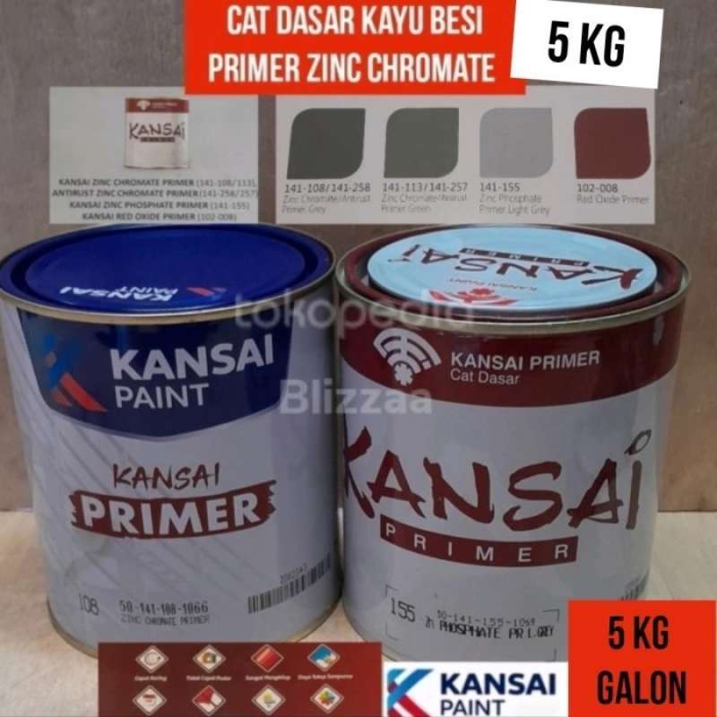 Promo Kansai Zinc Chromate 5kg Red Oxide 008 Cat Dasar Kayu Besi 5kg ...