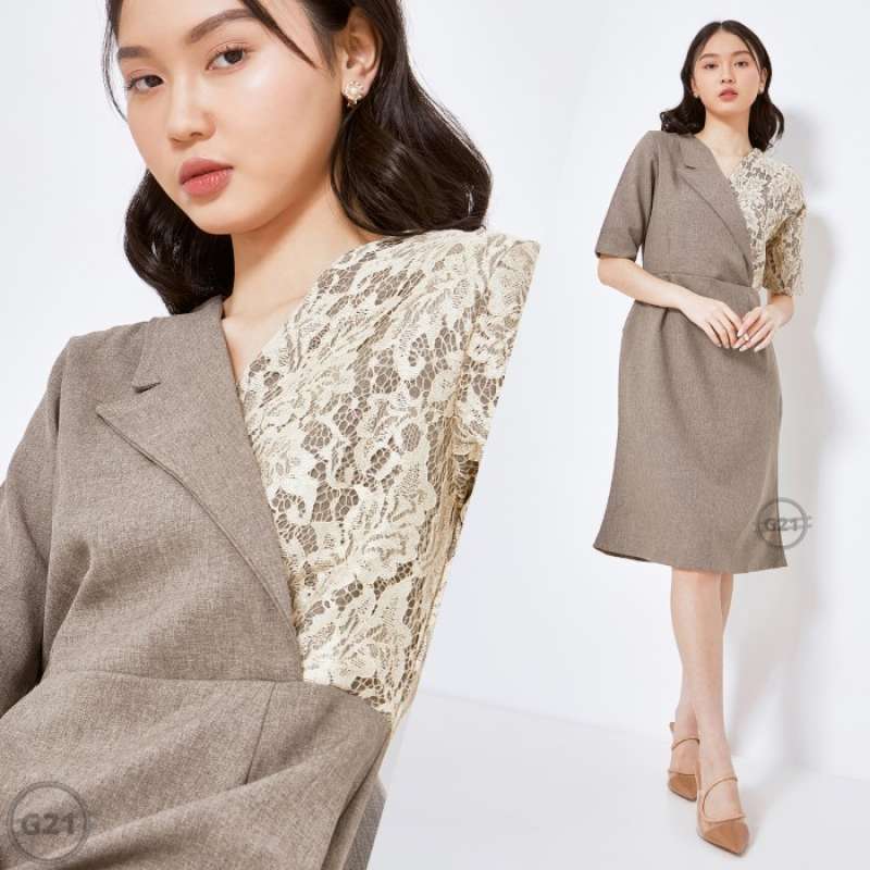 Promo Midi Dress Wanita Hitam Polos Formal Kerja Kantor - Abu Tua, S ...