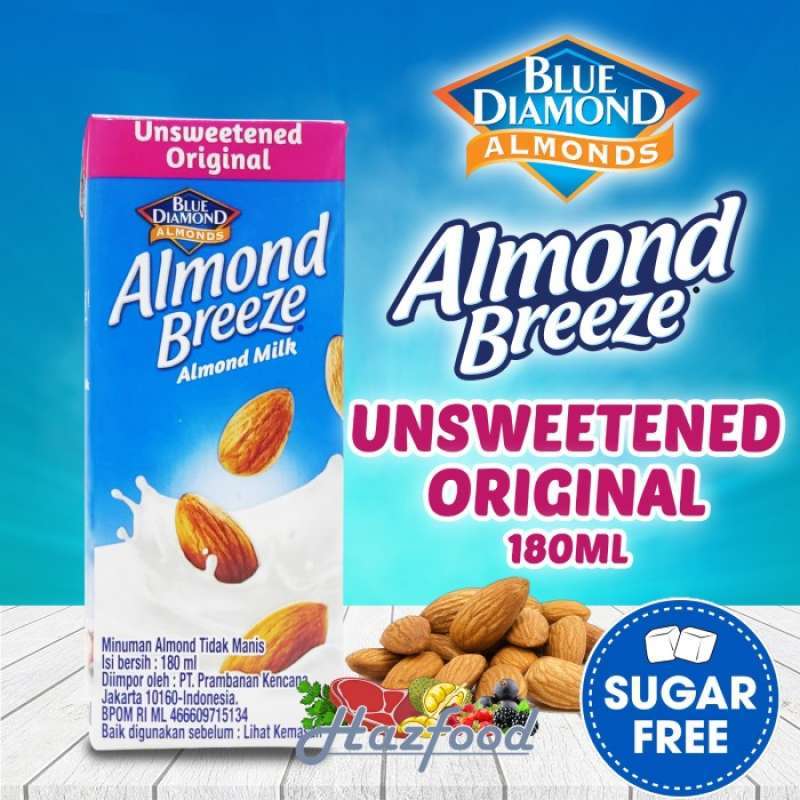 Jual Blue Diamond Almond Breeze Almond Milk Unsweetened Original 180ml (1 Ctn = 24pcs) - 1 Pcs ...