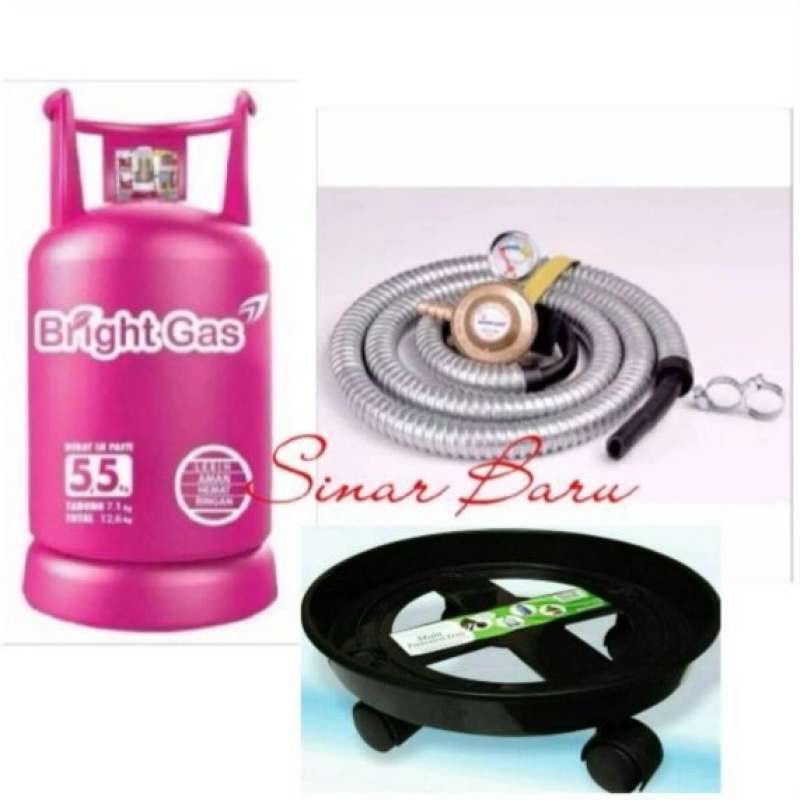 Promo Tabung Pink Bright Gas 5.5kg+isi + Selang Paket + Roda Gas Diskon ...