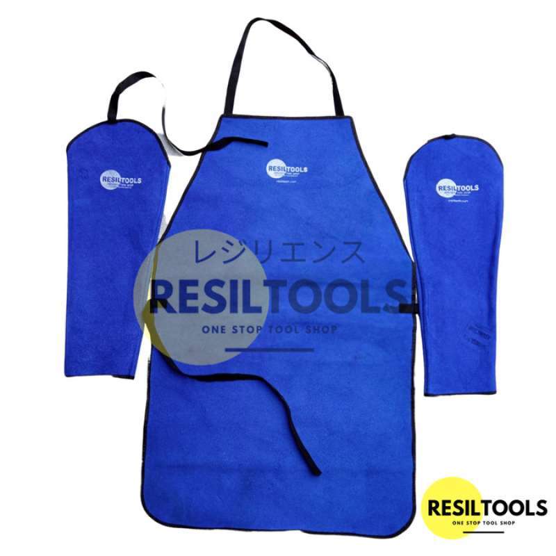 Promo Celemek Apron Las Set Pelindung Dada Tangan Welder Kulit Tahan ...