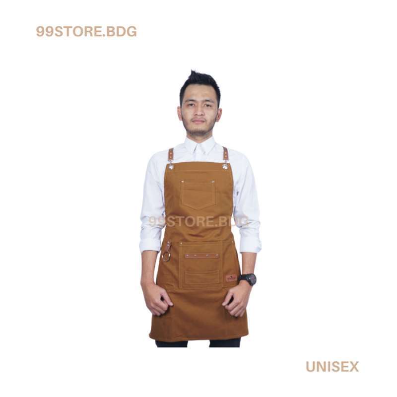 Jual Canvas Leather Apron Celemek Kanvas Barista Waiter Barbershop ...