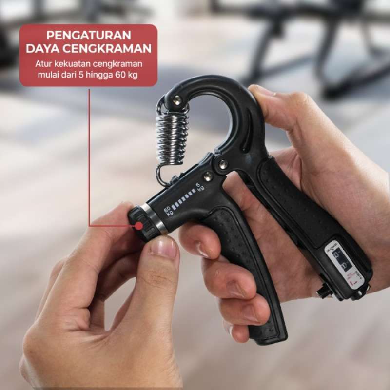 Promo Hand Grip With Digital Counter Finger Power Exercise 5-60 Kg - Black Diskon 5% Di Seller ...