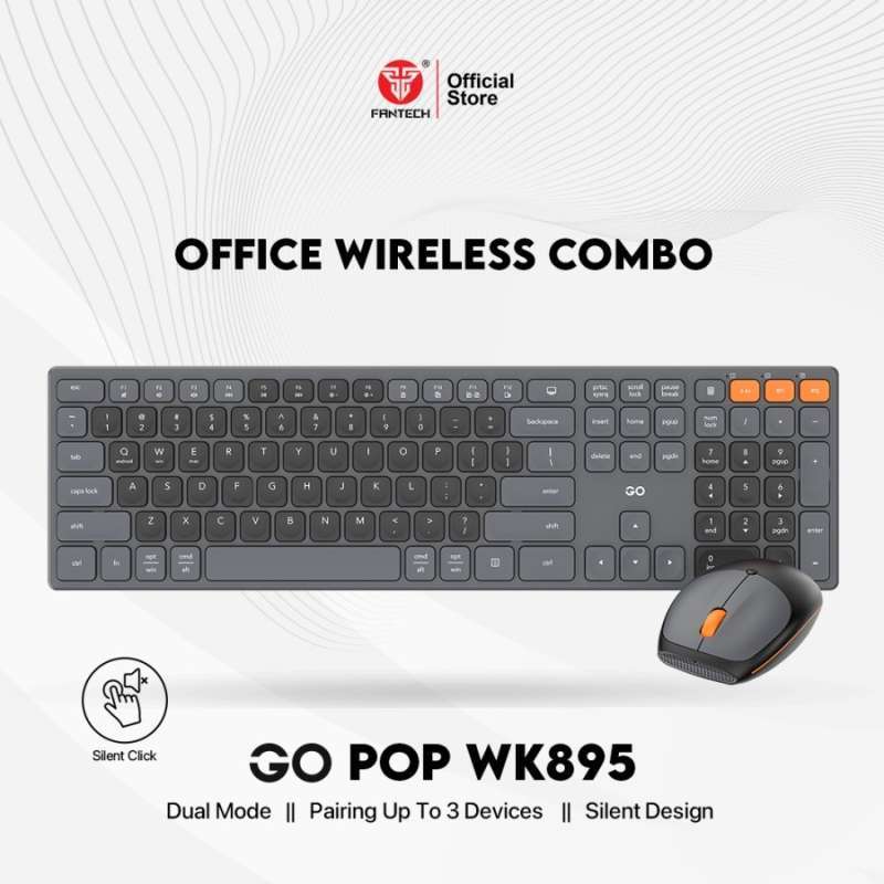 Promo Fantech Combo 2in1 Keyboard Mouse Wireless Fantech Go Pop Series Wk895 - Grey Diskon 41% ...