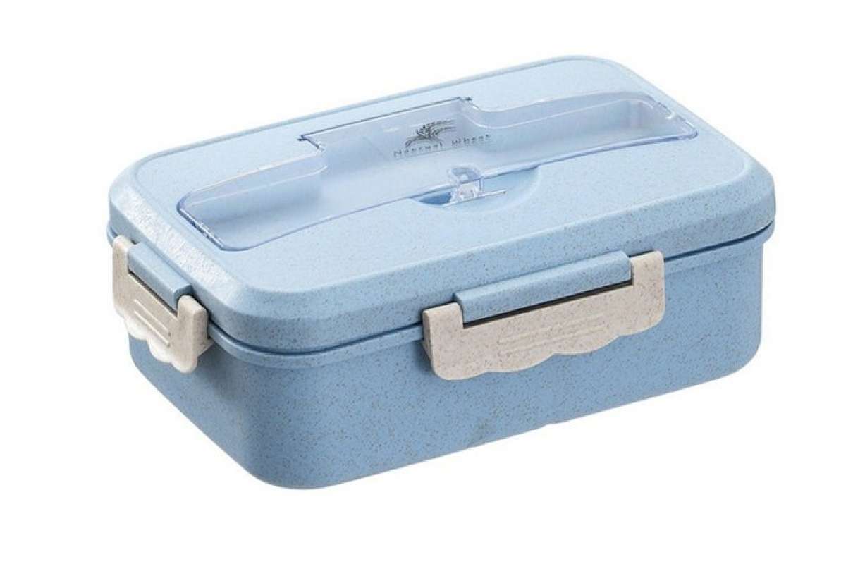 Jual Lunch Box Set / Kotak Bekal Makan Jerami Gandum / Kotak Makan - Biru Di Seller Crown ...