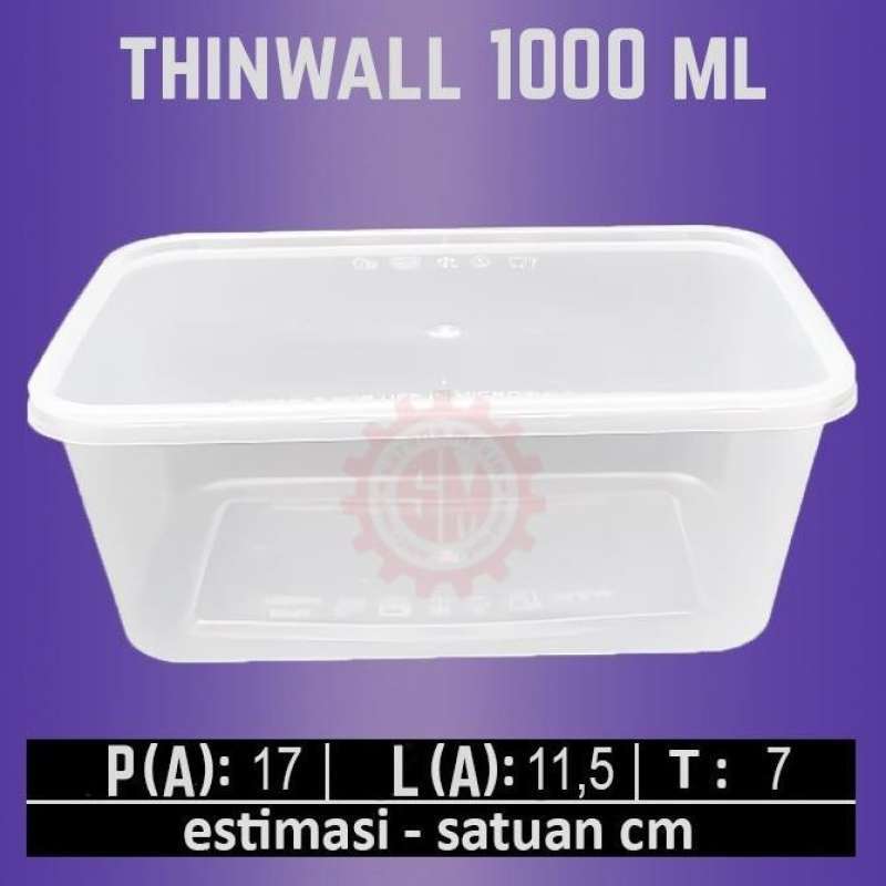 Jual (isi 25 Pcs) Thinwall Rectangel Food Container Microwafe Safe 1000 ...