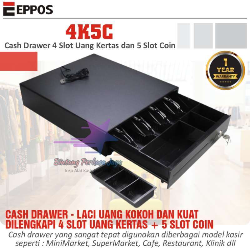 Jual Eppos Cash Drawer 37 X 33cm 4k5c 4 Kertas 5 Coin Rj11 / Laci Uang ...