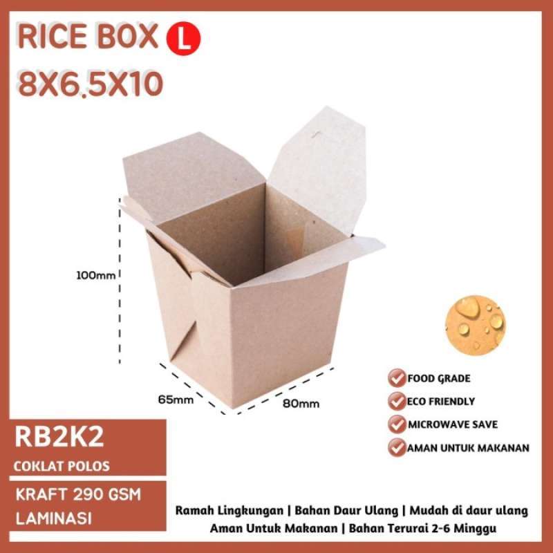 Jual (best) Paper Bowl Food Pail Rice Box Pail Food (rb2k2-8x6.5x10) Di ...