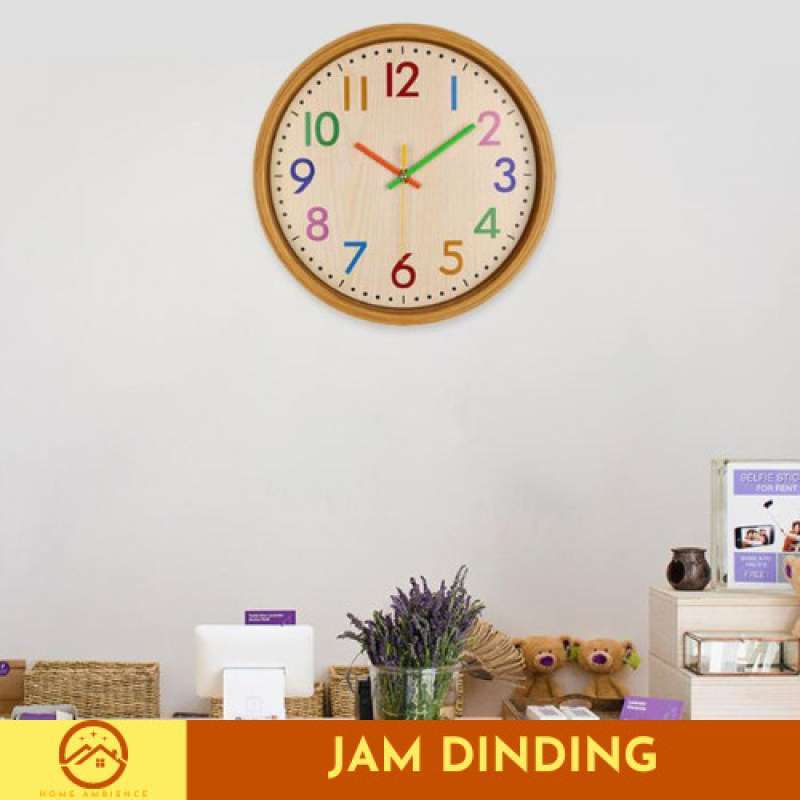 Promo Jam Dinding Rumah Minimalis Vintage Corak Kayu Quartz Silent Awet ...