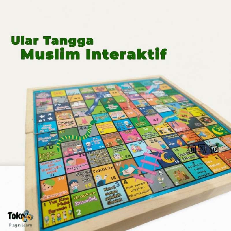 Promo Mainan Anak Keluarga Board Game Ular Tangga Kayu Muslim Snake ...