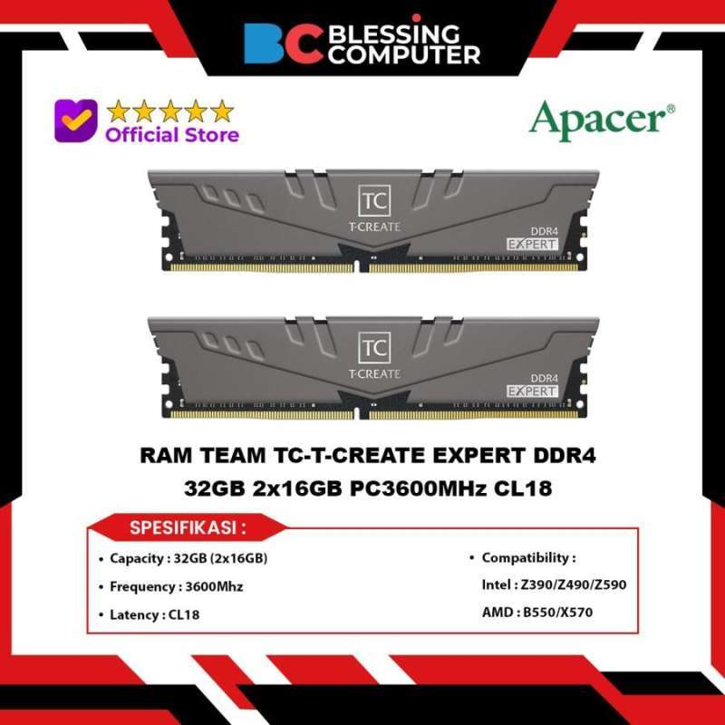 Jual RAM Team Tc-t-create Expert Ddr4 32gb 2x16gb Pc3600mhz Cl18 ...