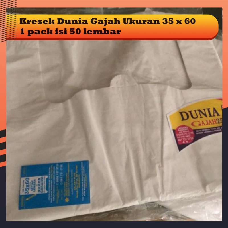Jual Kresek Tebal Dunia Gajah Ukuran 35 X 60 Putih Tebal 0,25 Micron 1 ...