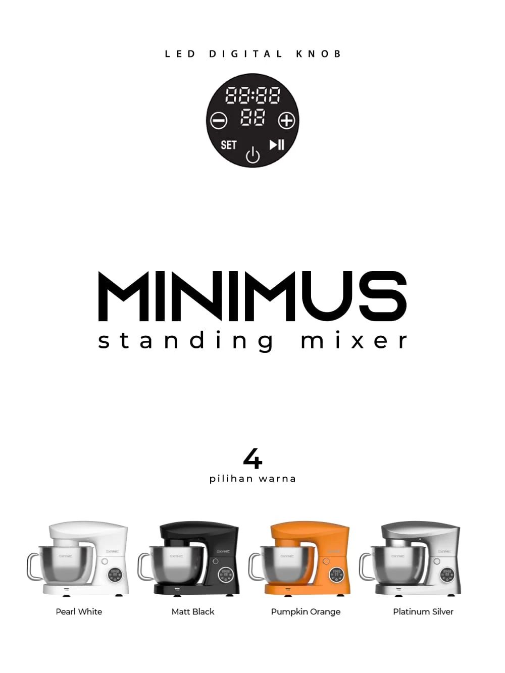 Jual Oxynic Stand Mixer / Mixer Roti 5 Liter - Minimus - Platinum ...