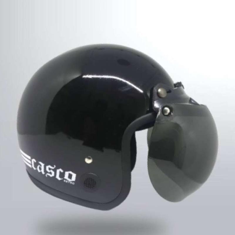 Jual Helm Bogo Retro Classic Garis Polos Sni Wanita Pria Hitam Gloss Di ...