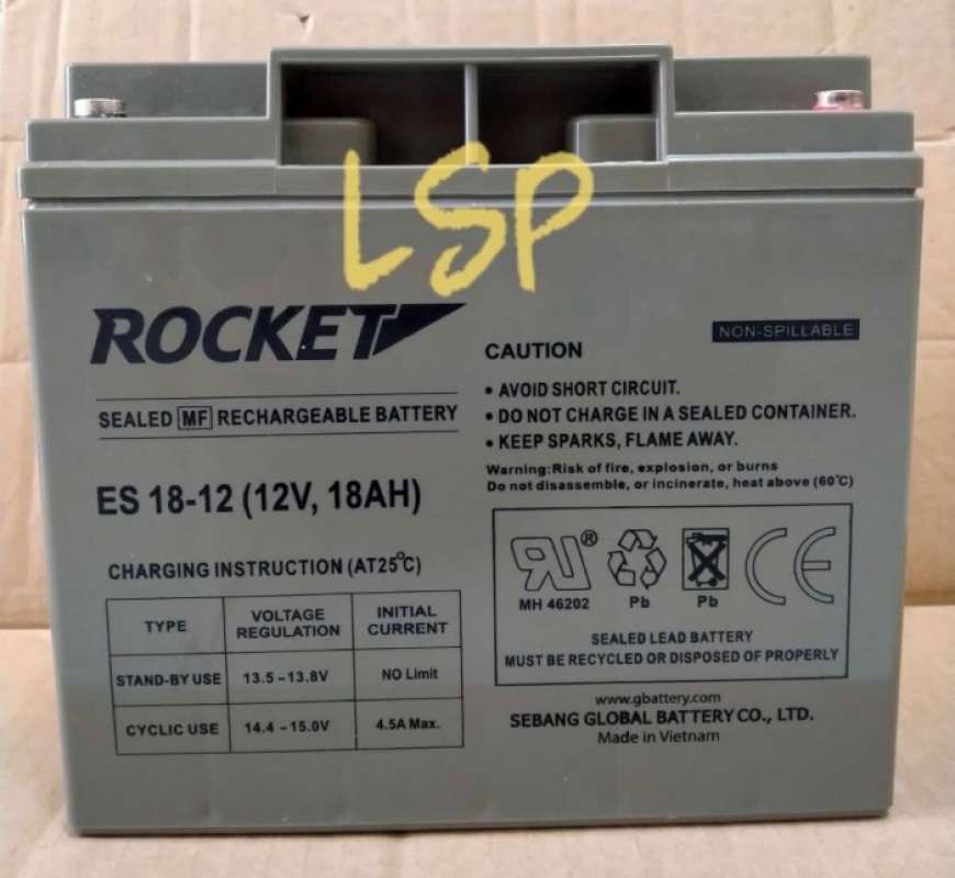 Promo Aki Rocket Es 18-12 Vrla Mf 12v 18ah Baterai Accu Kering Es-18-12 Diskon 23% Di Seller ...