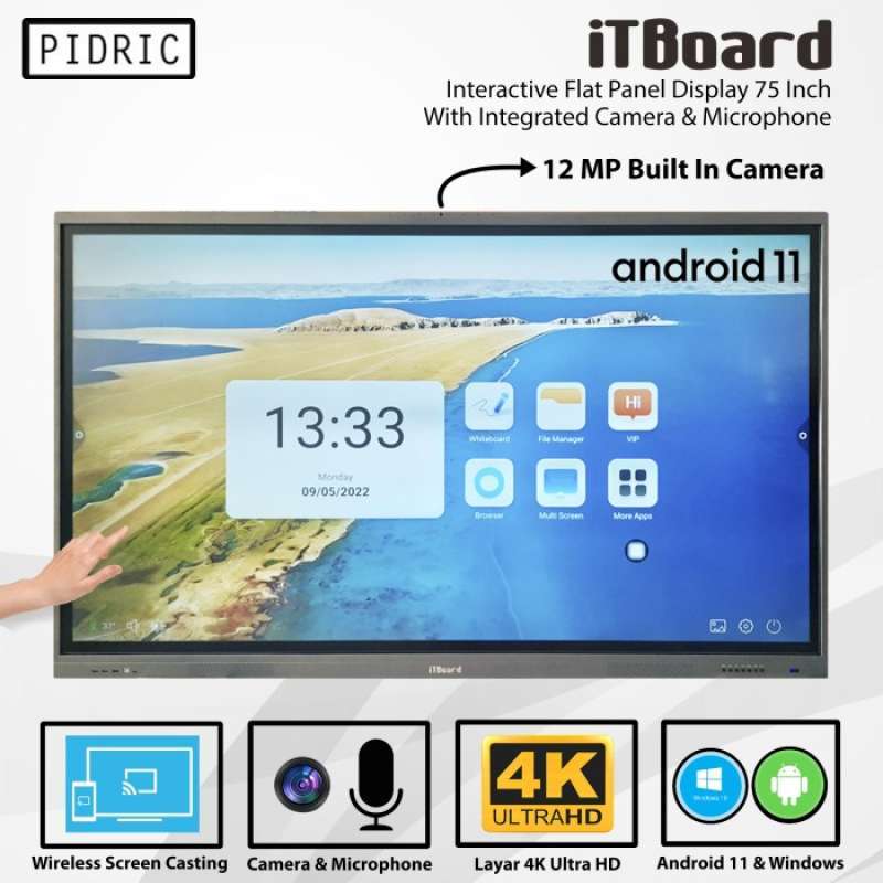 Promo iTBoard Interactive Flat Panel 75 Inch Built In Camera Smart ...