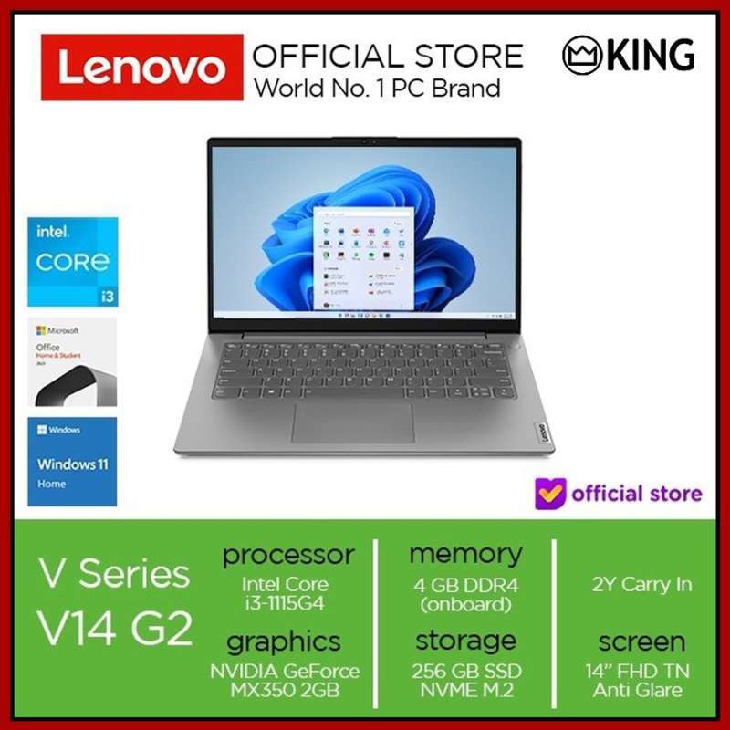 Promo [WEB] LENOVO V14 G2 i3 1115G4 MX350 4GB 256GB 14 FHD W11 OHS Diskon 9% di Seller King ...