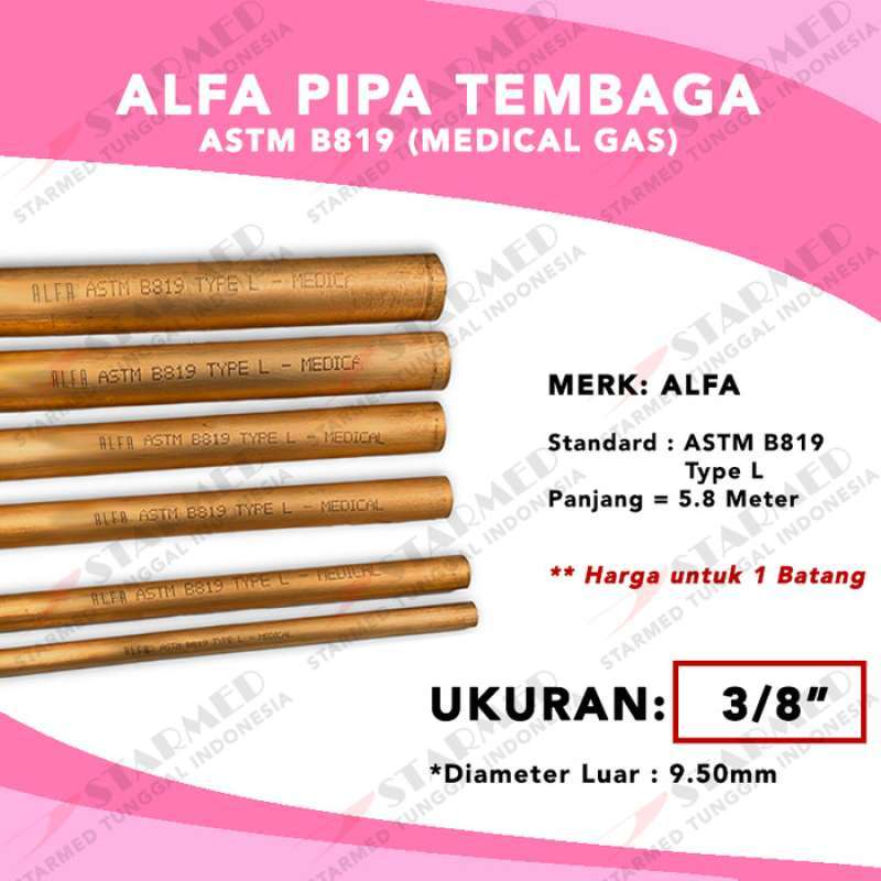 Promo Alfa Pipa Tembaga Batangan ASTM B819 3/8 - Pipa Gas Medis Diskon ...