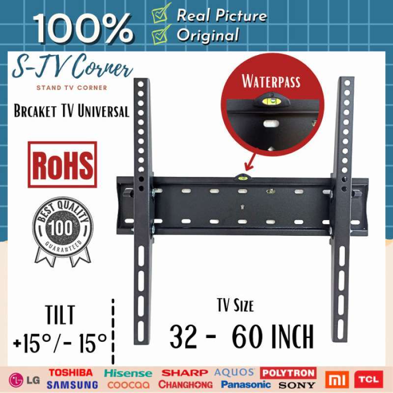 Promo BRACKET BRAKET TV 43 32 40 50 55 60 INCH TILT TEBAL WATERPASS 60T ...
