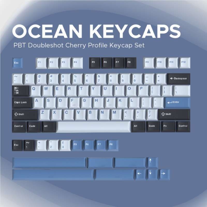Promo Noir Ocean Keycaps - PBT Doubleshot Cherry Profile Keycap Set ...