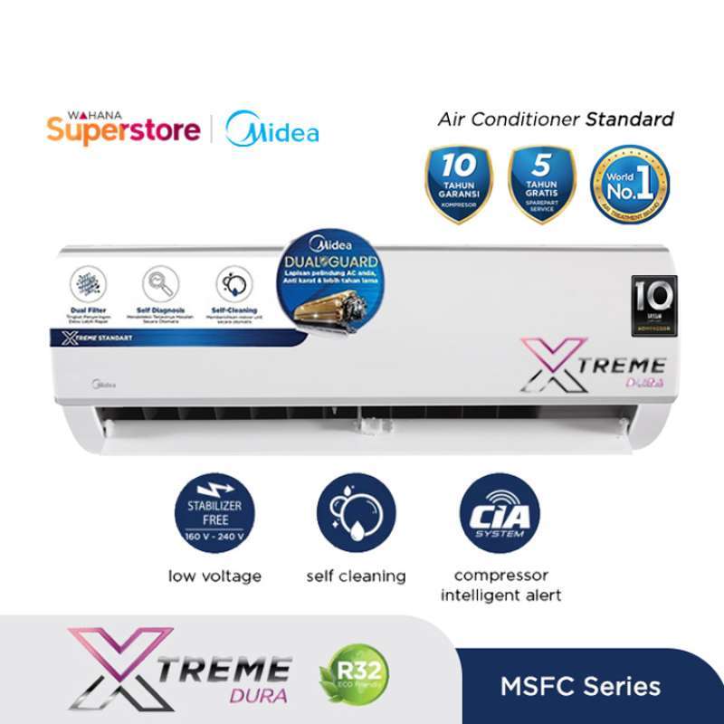 Jual Midea AC Dinding Standard Gold Fin Wall Mounted Split MSFC Series 1/2 PK ( 0.5 PK ) - MSFC ...