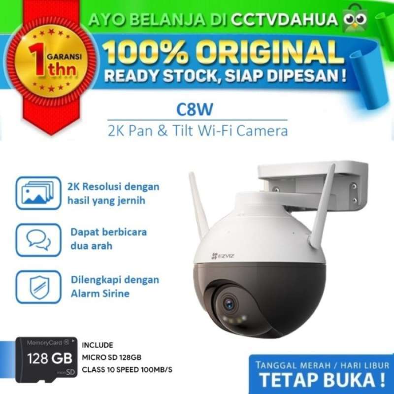 Promo EZVIZ C8W 4MP 2K Free MicroSD 128GB Color Night Vision PT Wi-fi ...