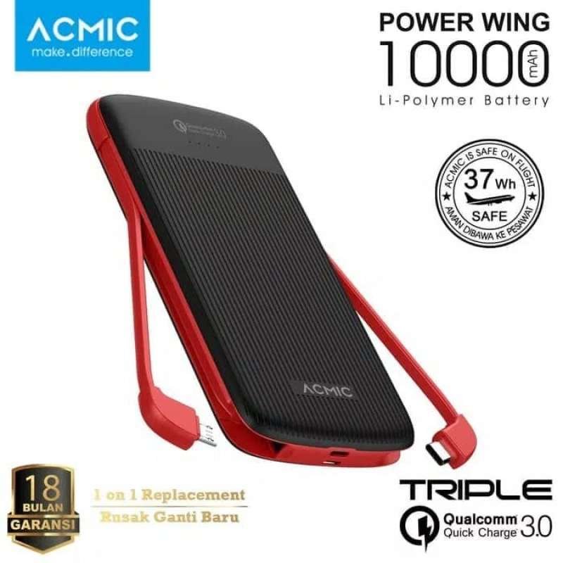 Promo Acmic Power Wing 10000Mah Powerbank Triple Quick Charge 3.0 Diskon 23% di Seller GOLD ...
