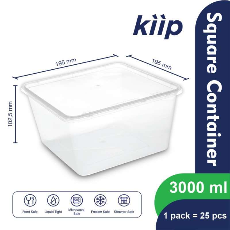 Jual Kotak Makan Plastik 3000 Ml / Thinwall Square 3000 Ml / Container ...