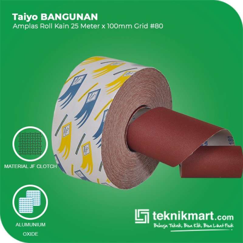 Promo Taiyo Bangunan Amplas Roll Kain #80-400 25meter Diskon 23% Di ...