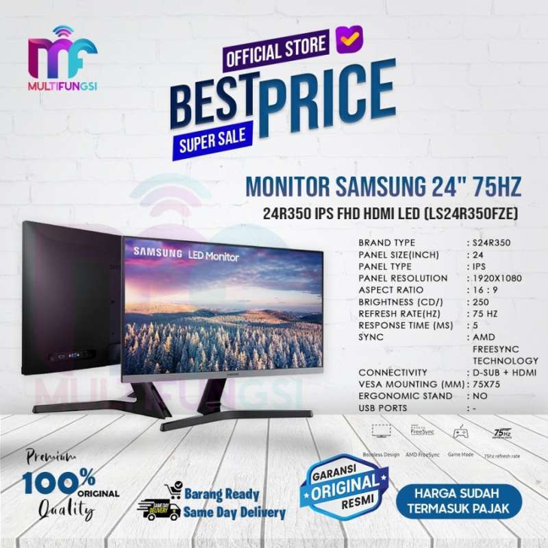 Jual Monitor Samsung 24 Inch Led S24f350 Wide Screen Garansi Resmi Di ...