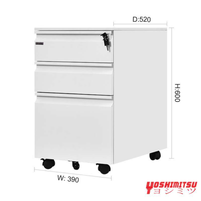 Jual Nakas Kantor Lemari Drawer File Filling Cabinet 3 Laci Besi Roda ...