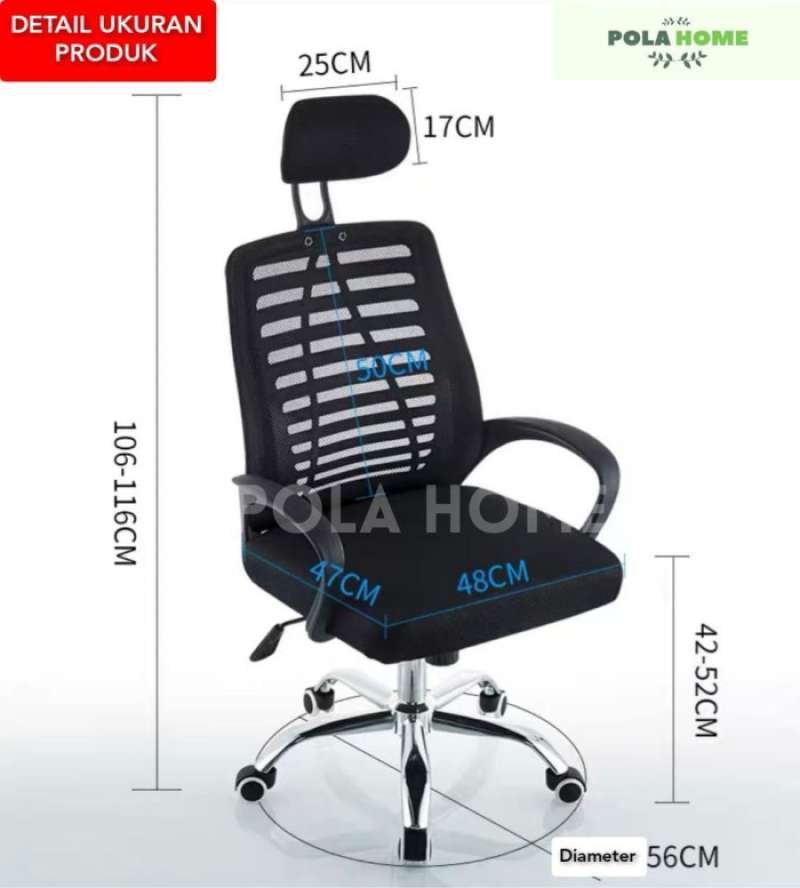 Promo Pola Kk056 Kursi Staf Kursi Kantor Hidrolik Kursi Kerja Roda ...