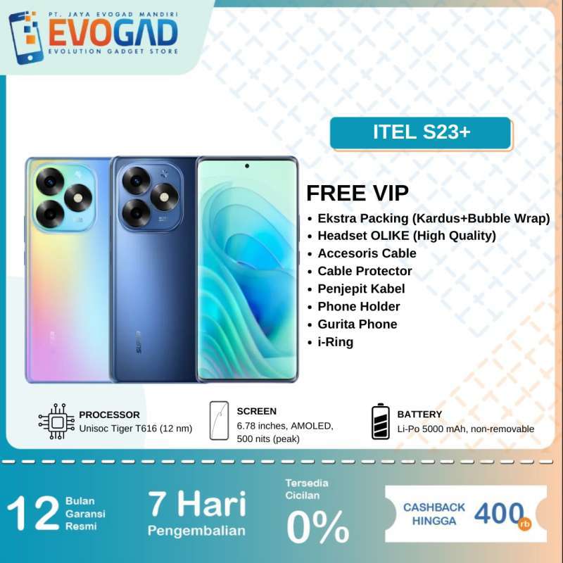 Promo ITEL S23+ 4G LTE 8/256GB, Android 13, itel OS 13 | Garansi Resmi ...