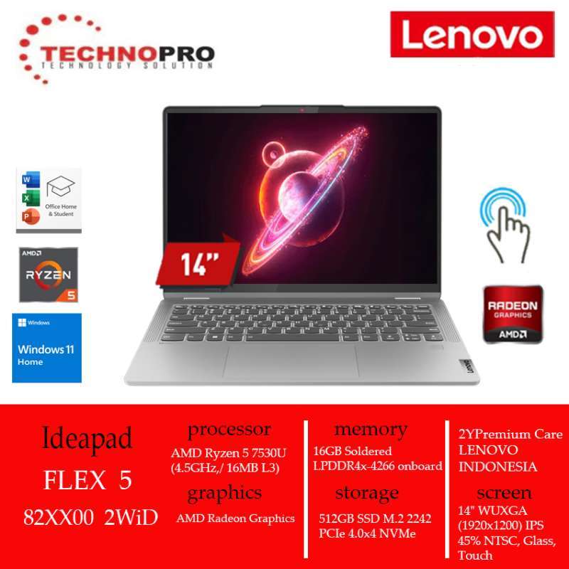 Promo Lenovo IdeaPad Flex 5 14ABR8 2WID || AMD Ryzen 5 7530U 16GB 512GB ...