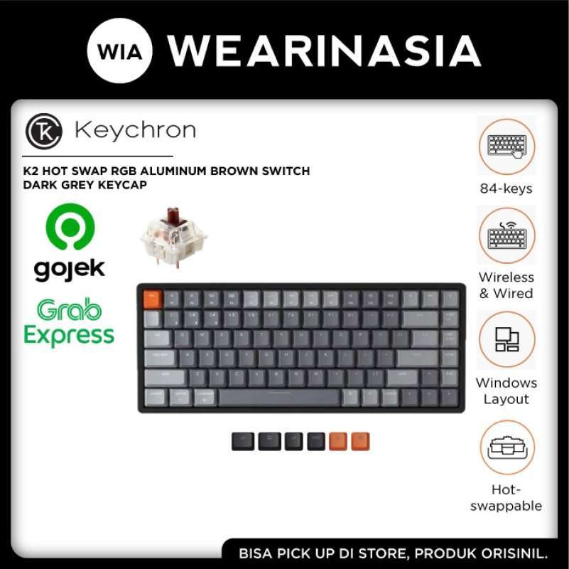 Promo Keychron K2 Dark Grey Keycaps V2 Hot-swappable Rgb Aluminum ...