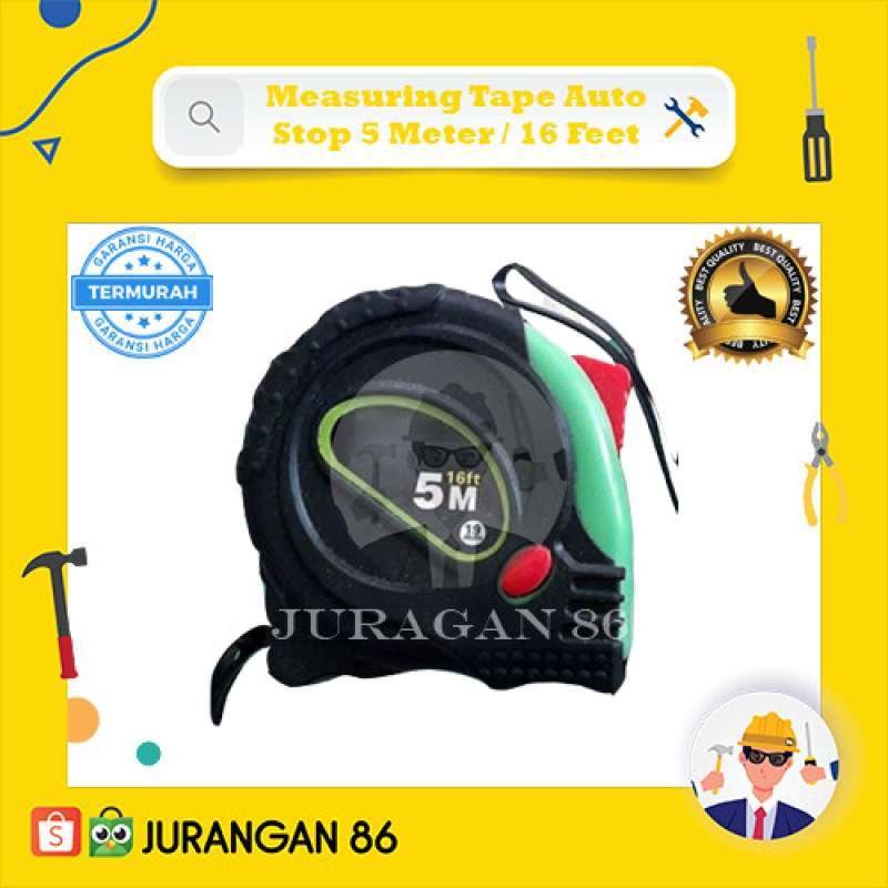 Promo Measuring Tape Auto Stop 5 Meter / 16 Feet Meteran Self Lock ...