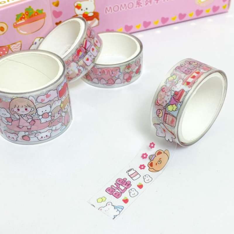 Promo Mainan Edukasi Anak MOMO ROLL 4 roll solatip deco +Stiker Set ...