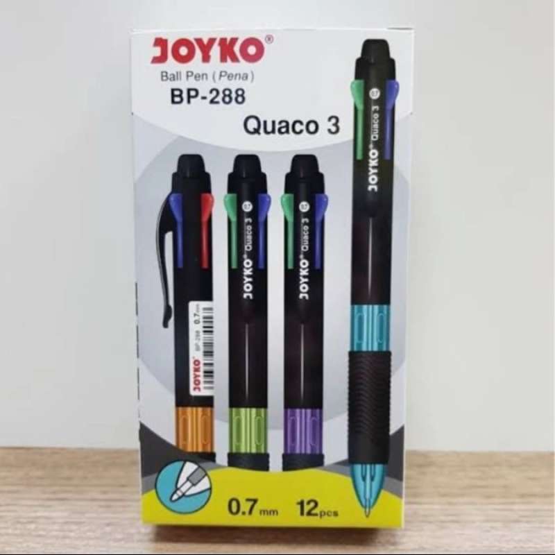 Jual pulpen 4 warna joyko bp-288 quanco 3 / pack isi 12 pcs di Seller okebeli mart - Wijaya ...