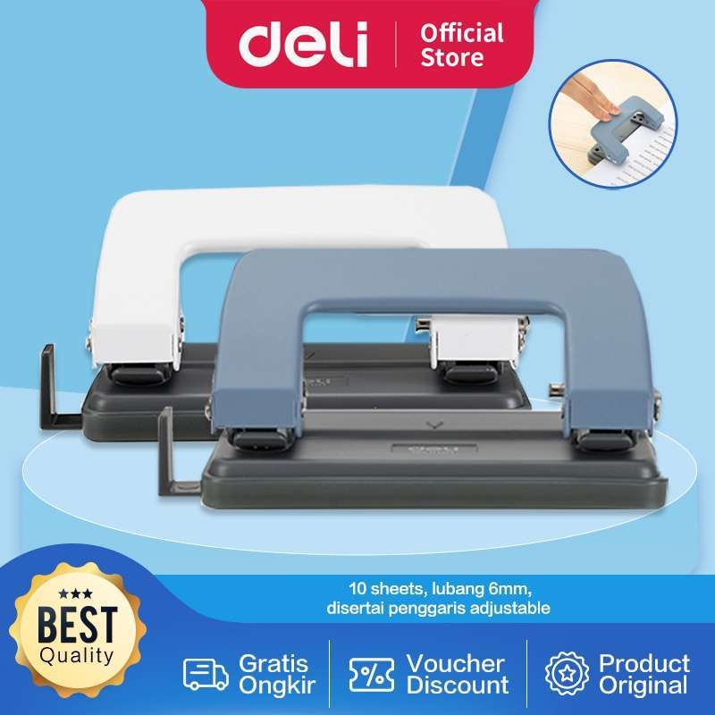Jual Pembolong Kertas / Punch Deli 2 Lubang Logam 10 Lembar - E0101 di ...