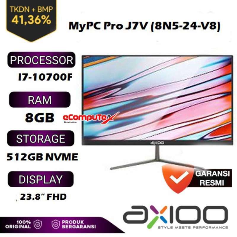 Jual PC DESKTOP AXIOO MYPC PRO J7V (8N5-24-V8) i710700F 8GB 512GB 23.8 ...