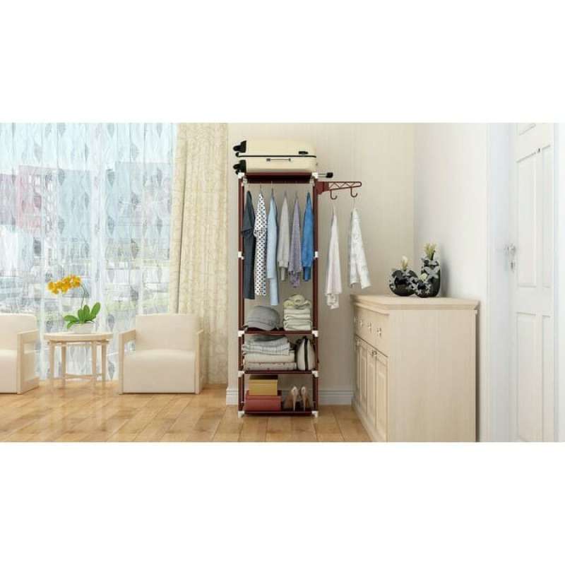 Jual Stand Hanger 2 In 1 Rak Lemari pakaian Gantungan Baju Serbaguna L ...