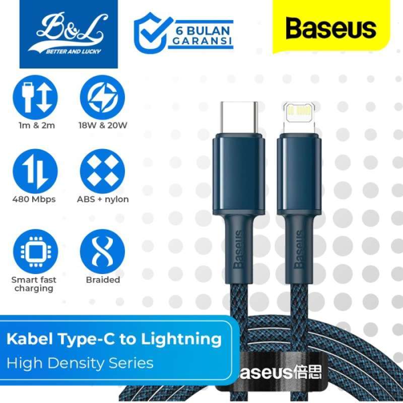 Promo BASEUS KABEL DATA TYPE-C TO LIGHTNING 20W HIGH DENSITY BRAIDED ...