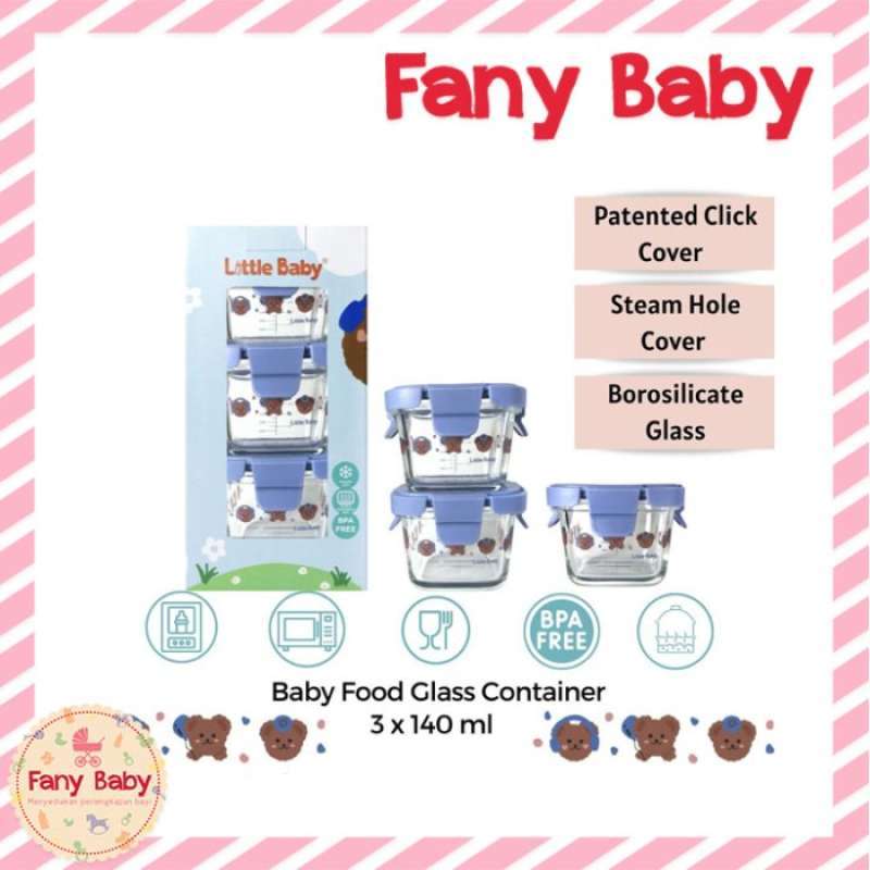Promo Little Baby Glass Food Containers / Gfc0723 - Blue Multicolor ...