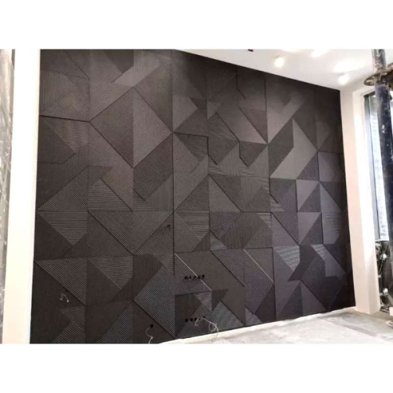 Jual wallpaper dinding wall panel 3D PVC hitam putih dekorasi ruang ...