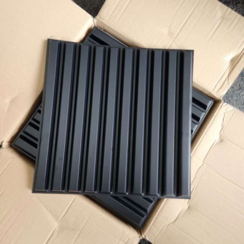 Jual wallpaper dinding wall panel 3D PVC hitam putih dekorasi ruang ...