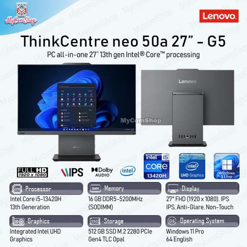 Jual Lenovo Thinkcentre Neo 50a 27 Gen 5 Pc Aio I5-13420h 16gb 512gb ...